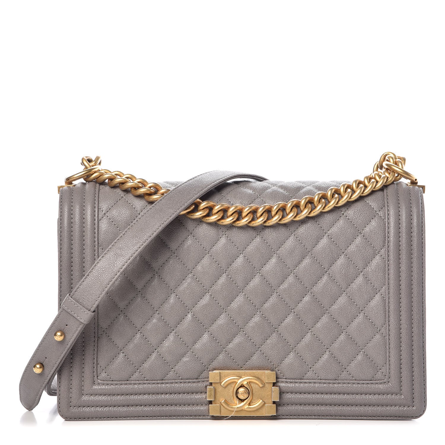 Chanel Caviar Quilted New Medium Boy Flap Grey 383923 – FASHIONPHILE