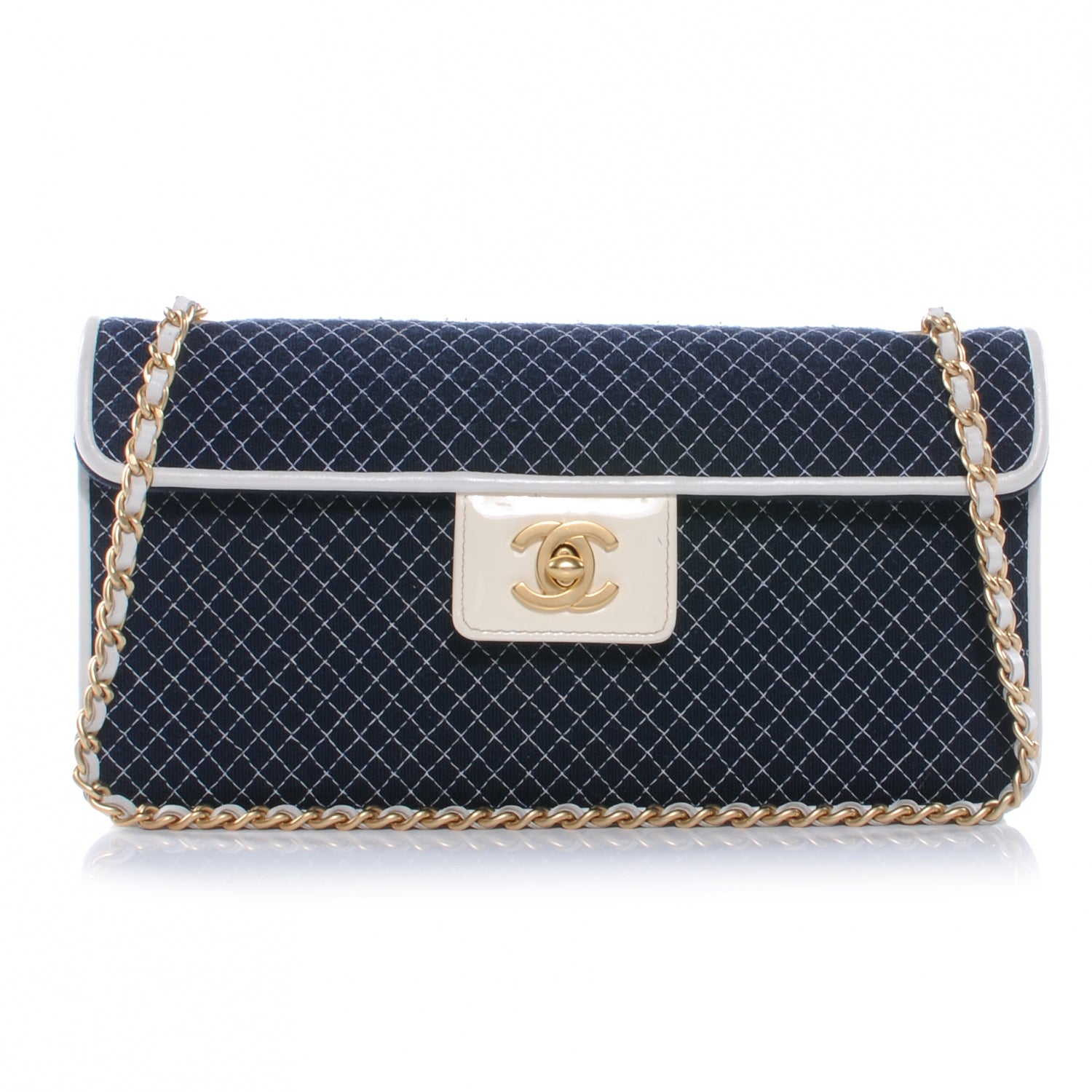 Chanel Patent Jersey Quilted Small Flap Navy Blue 40099 – FASHIONPHILE