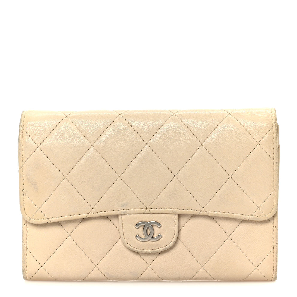 Chanel Lambskin Quilted Small Flap Wallet Light Beige 1840000 ...