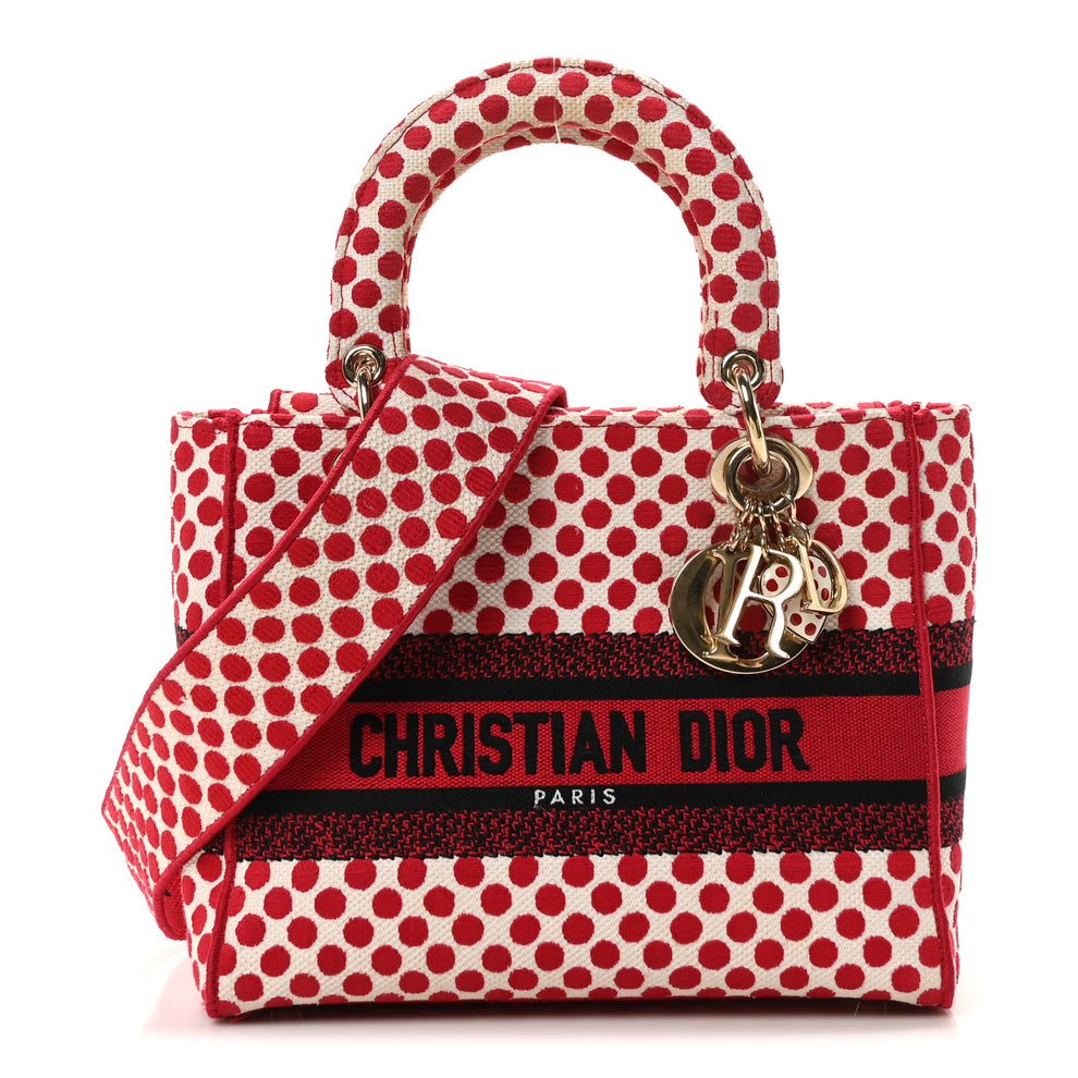 Christian Dior Canvas Medium DiorAmour Dots Lady D-Lite Red 1732340 ...