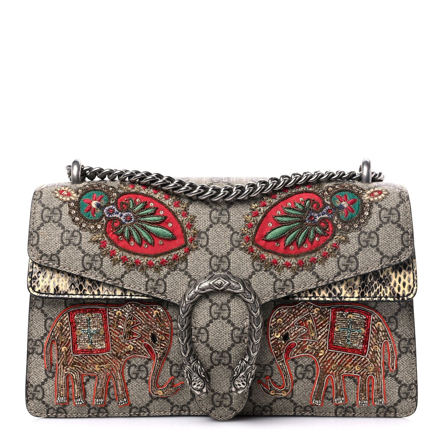 Gucci GG Supreme Monogram Elaphe Elephant Embroidered Small Dionysus ...