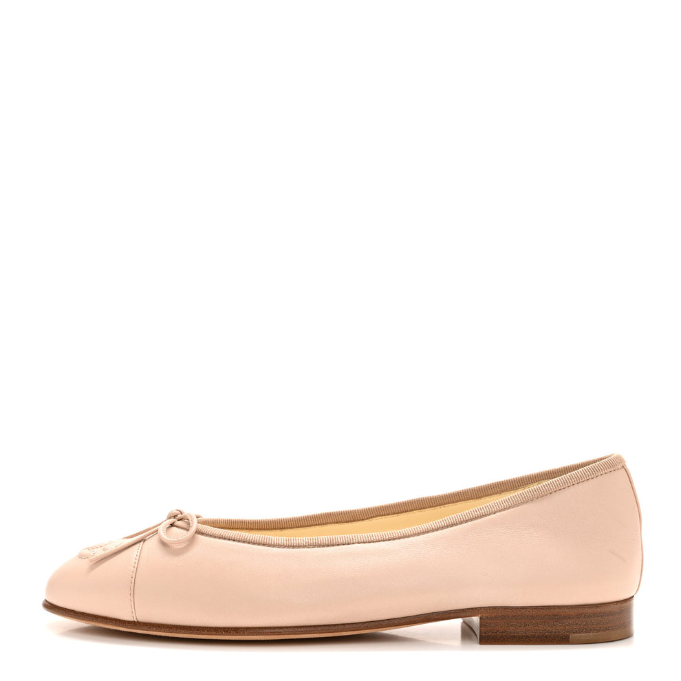 Chanel Lambskin Cap Toe CC Ballerina Flats 37 Beige 1796747 – FASHIONPHILE