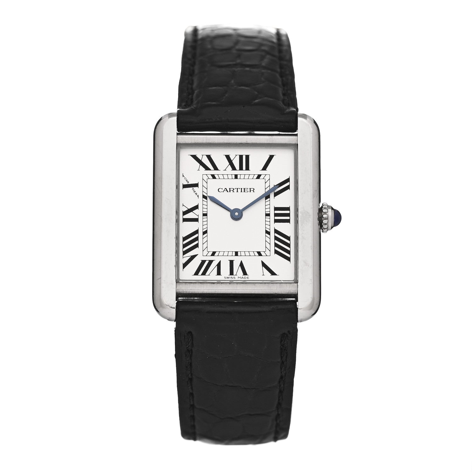 Cartier Stainless Steel Alligator 24mm Tank Solo Quartz Watch 1173759 ...