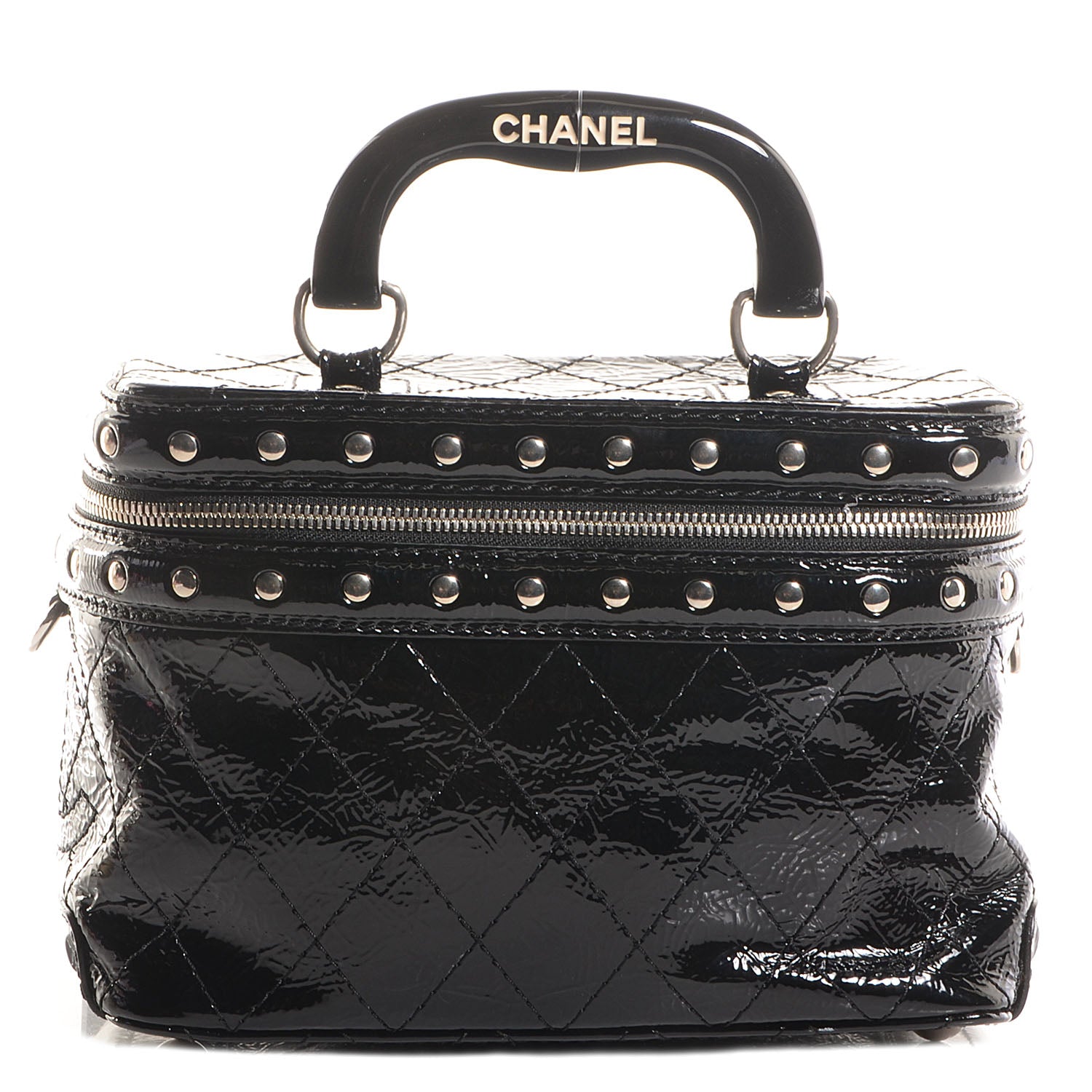 Chanel Distressed Patent Leather Studded Train Case Black 84946 ...