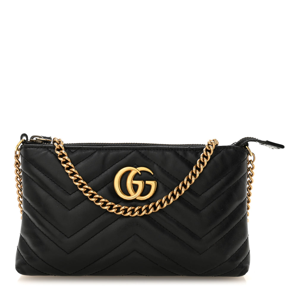 Gucci Calfskin Matelasse Mini GG Marmont Chain Bag Black 1781489 ...