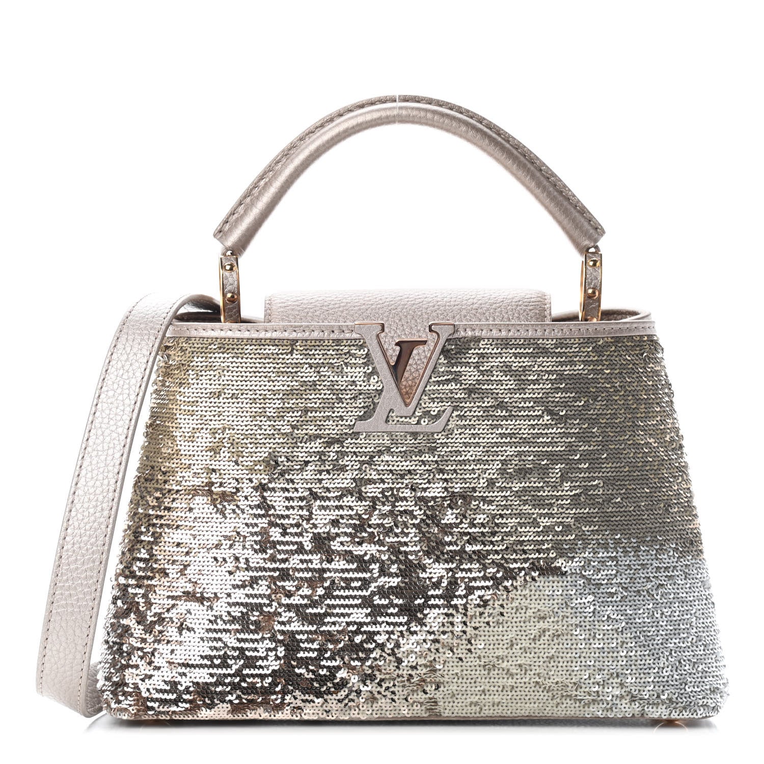 Louis Vuitton Sequins Metallic Taurillon Capucines BB Beige 854786 ...