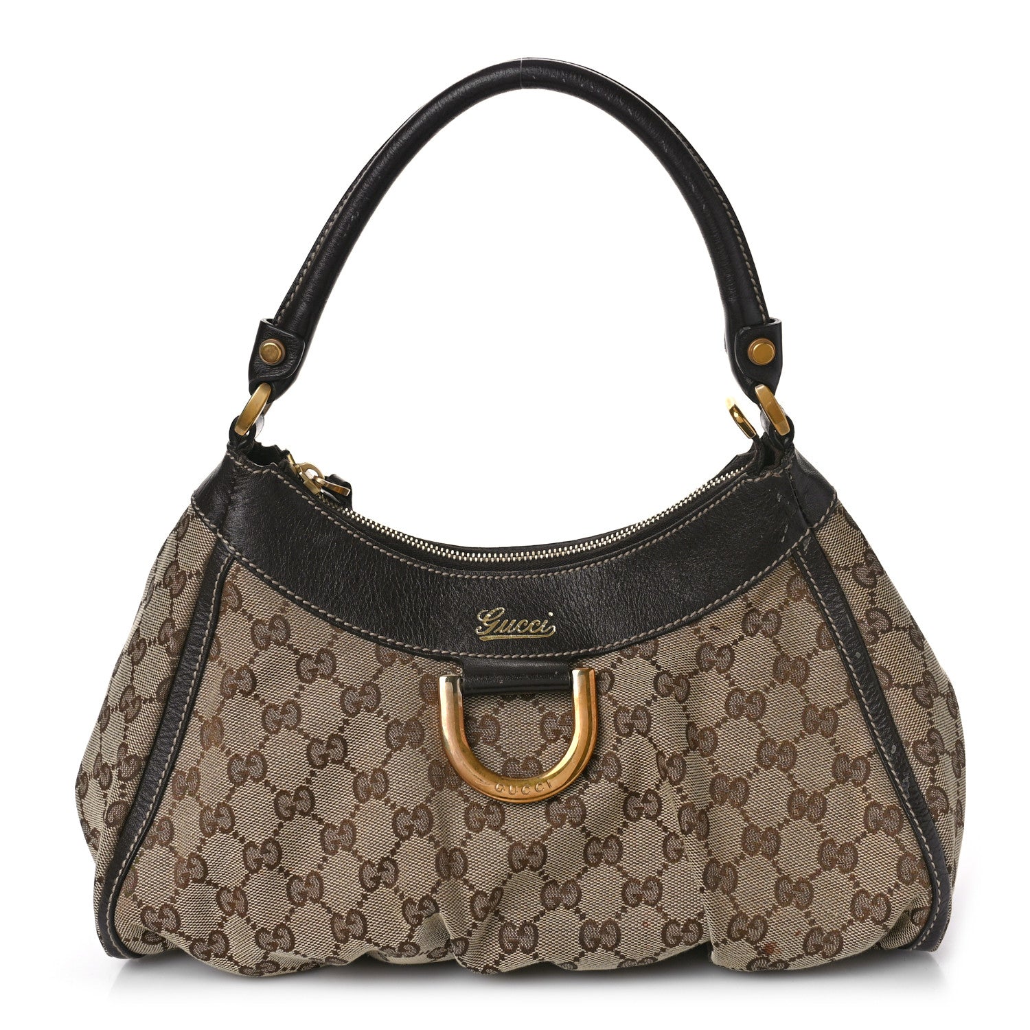 Gucci Monogram Medium D Gold Ring Hobo Dark Brown 1261768 – FASHIONPHILE