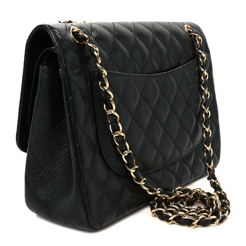 Chanel Caviar Quilted Jumbo Double Flap Black 1781171 – FASHIONPHILE
