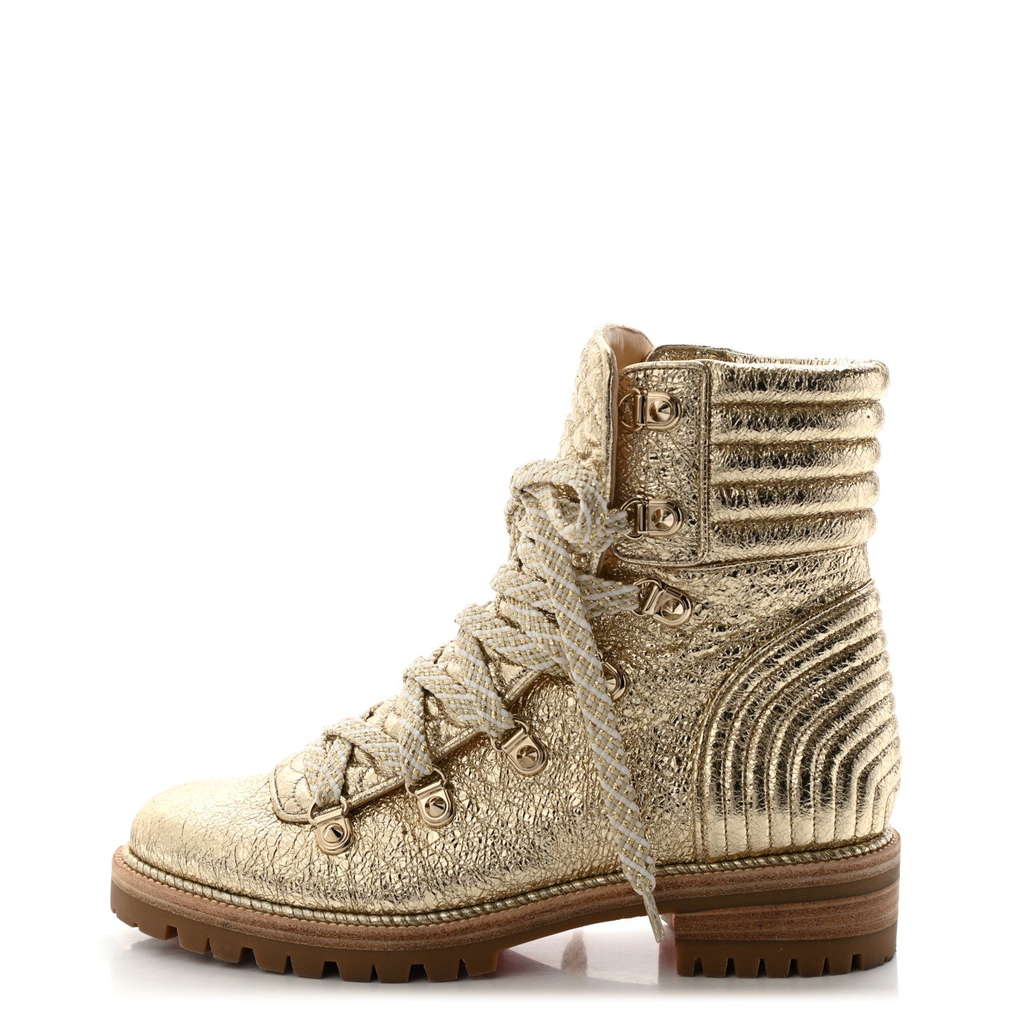 Christian Louboutin Crinkled Calfskin Mad Metallic Lace Up Red Sole ...