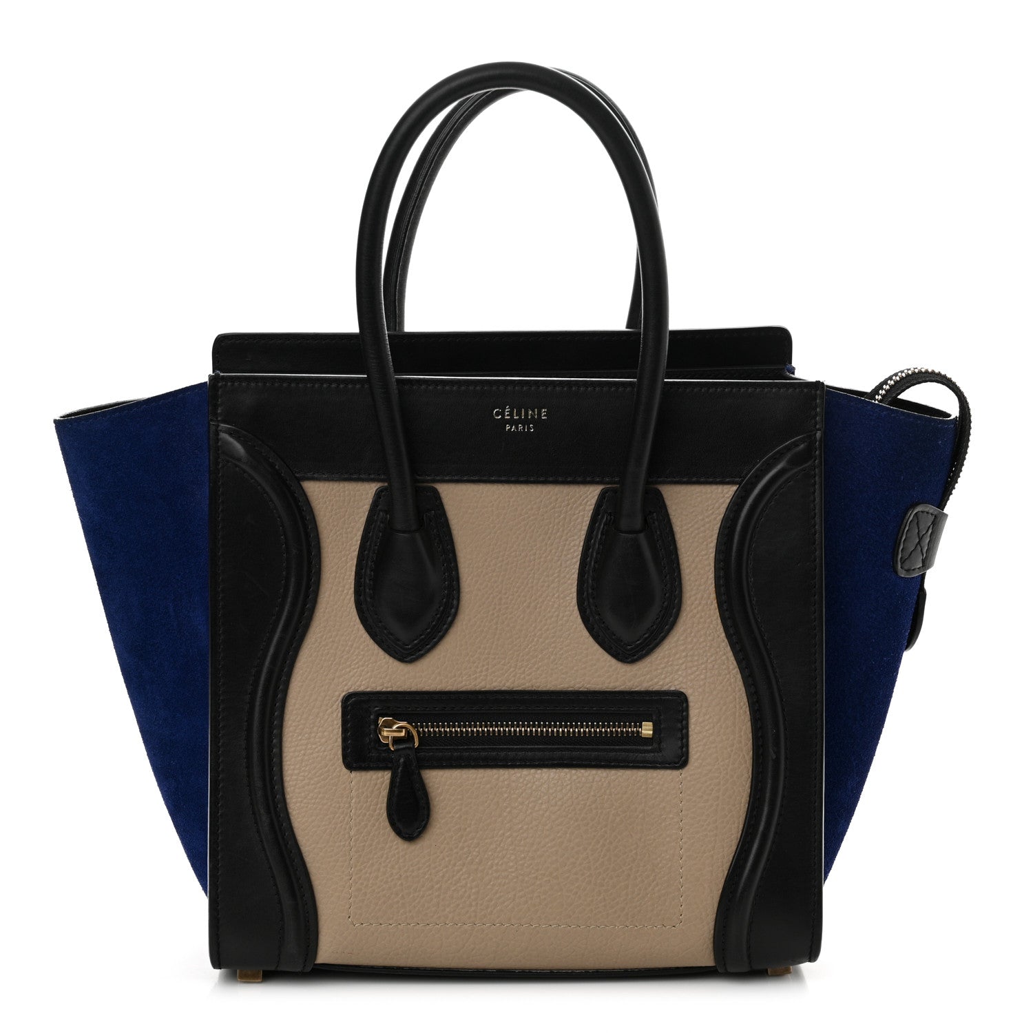 Celine Elephant Calfskin Suede Micro Tri-Color Luggage Sand 1553952 ...