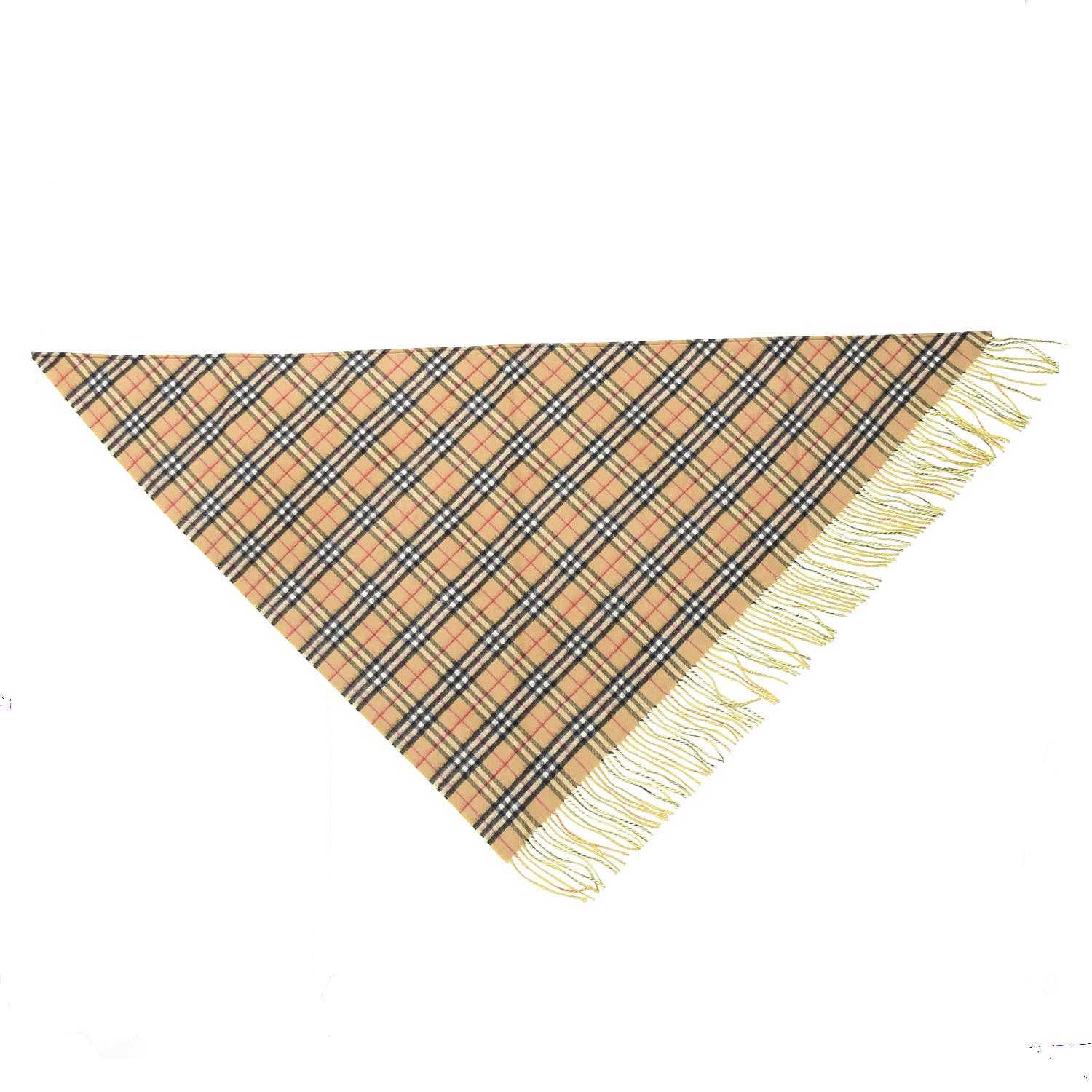 Burberry Cashmere Fluorescent Vintage Check Bandana Scarf Bright Lemon ...