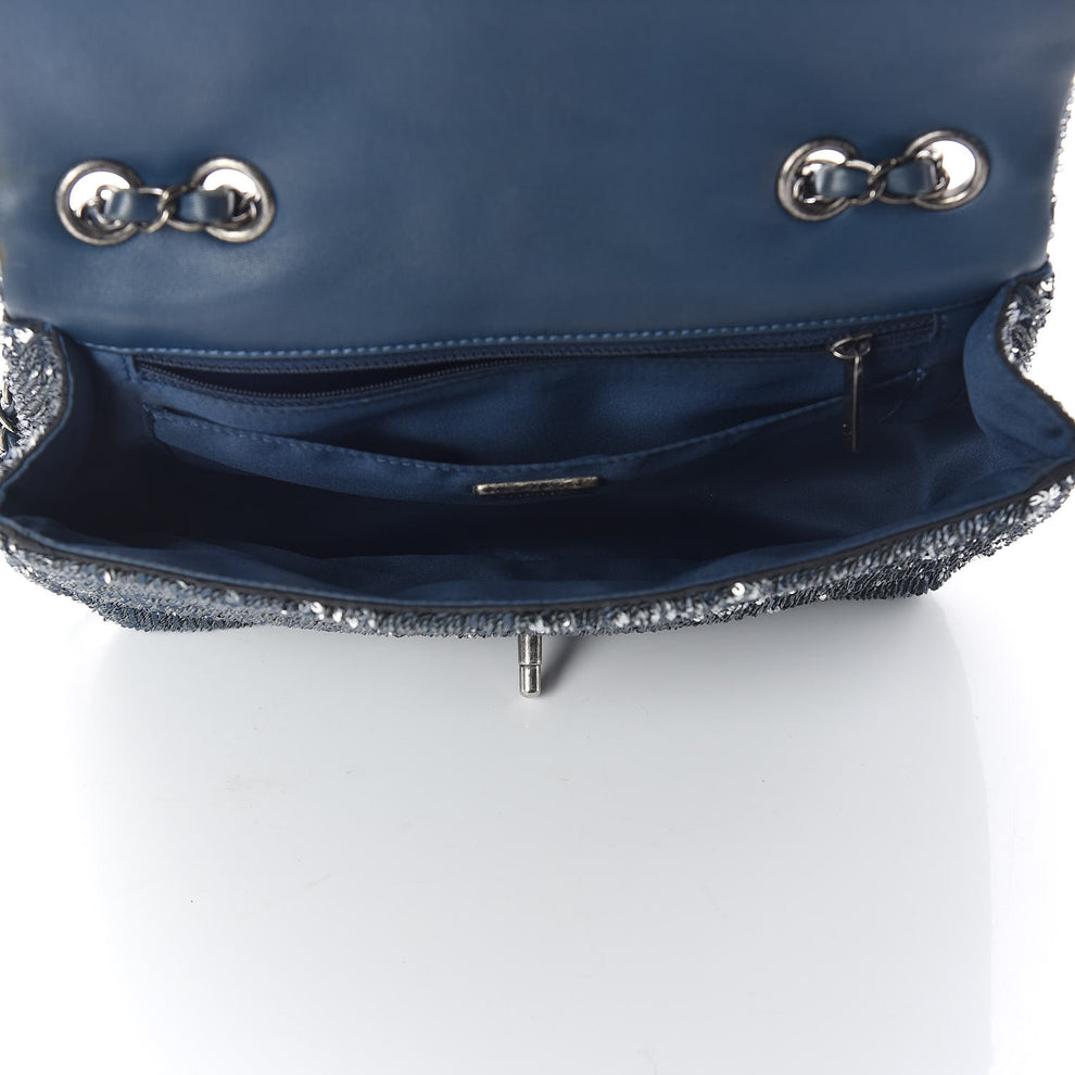 Chanel Sequin Medium Coco Cuba Single Flap Blue 417178 – FASHIONPHILE