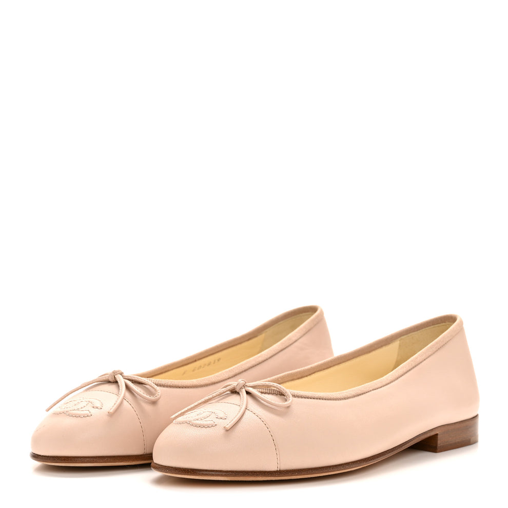 Chanel Lambskin Cap Toe CC Ballerina Flats 37 Beige 1796747 – FASHIONPHILE