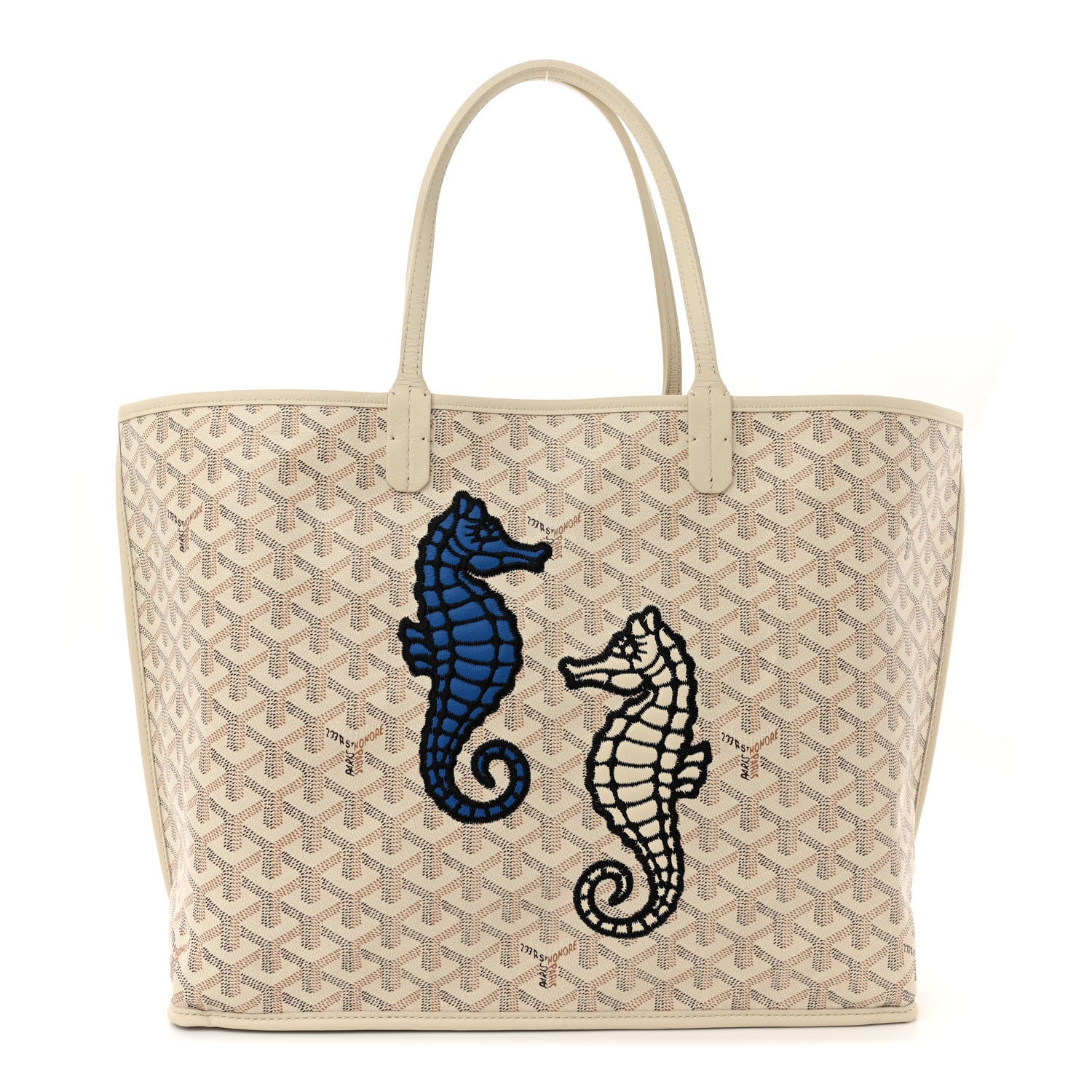Goyard Goyardine Embroidered Seahorse Reversible Anjou PM Sand 1494132 ...