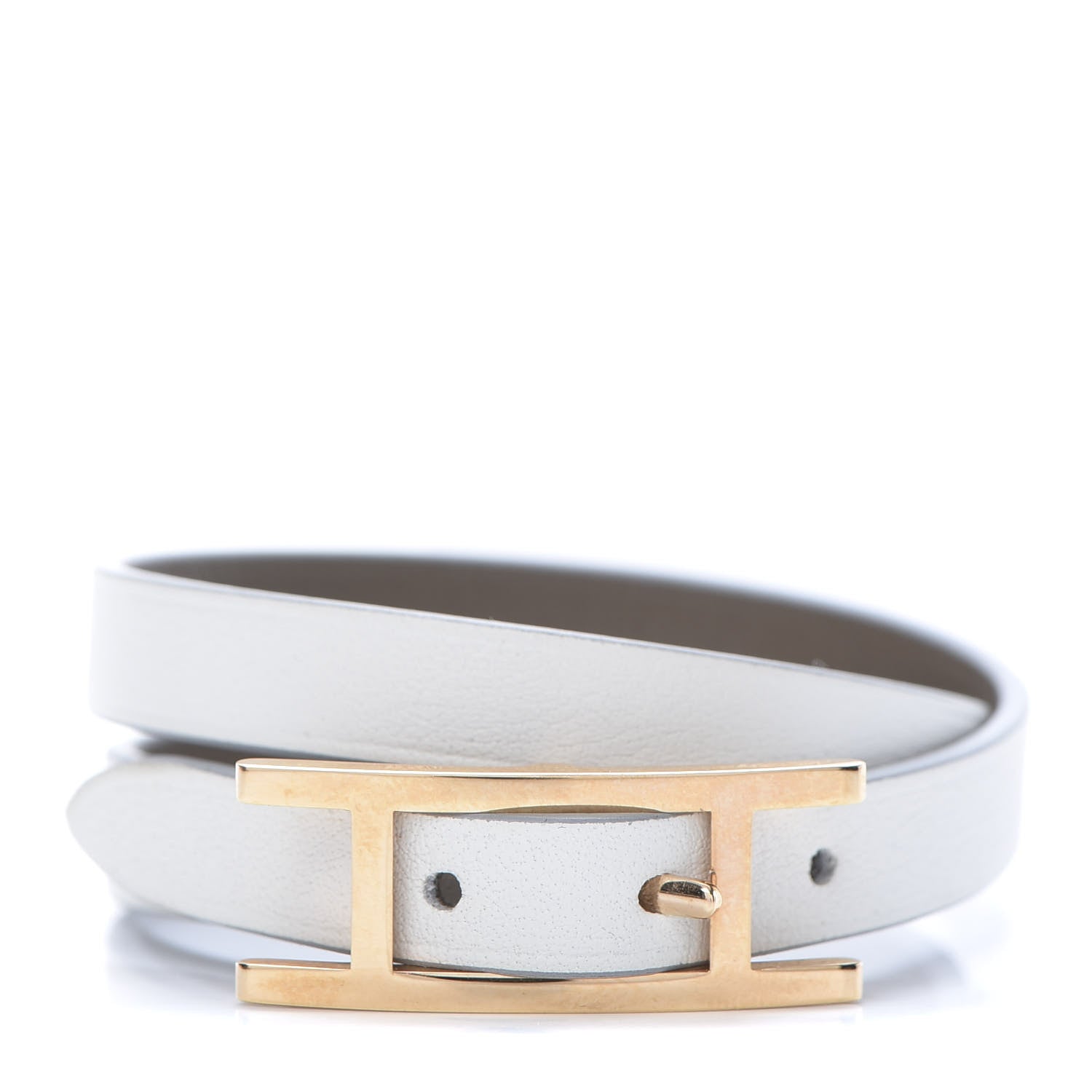 Hermes Swift Hapi 3 MM Triple Tour Bracelet T1 White Etoupe 659183 ...