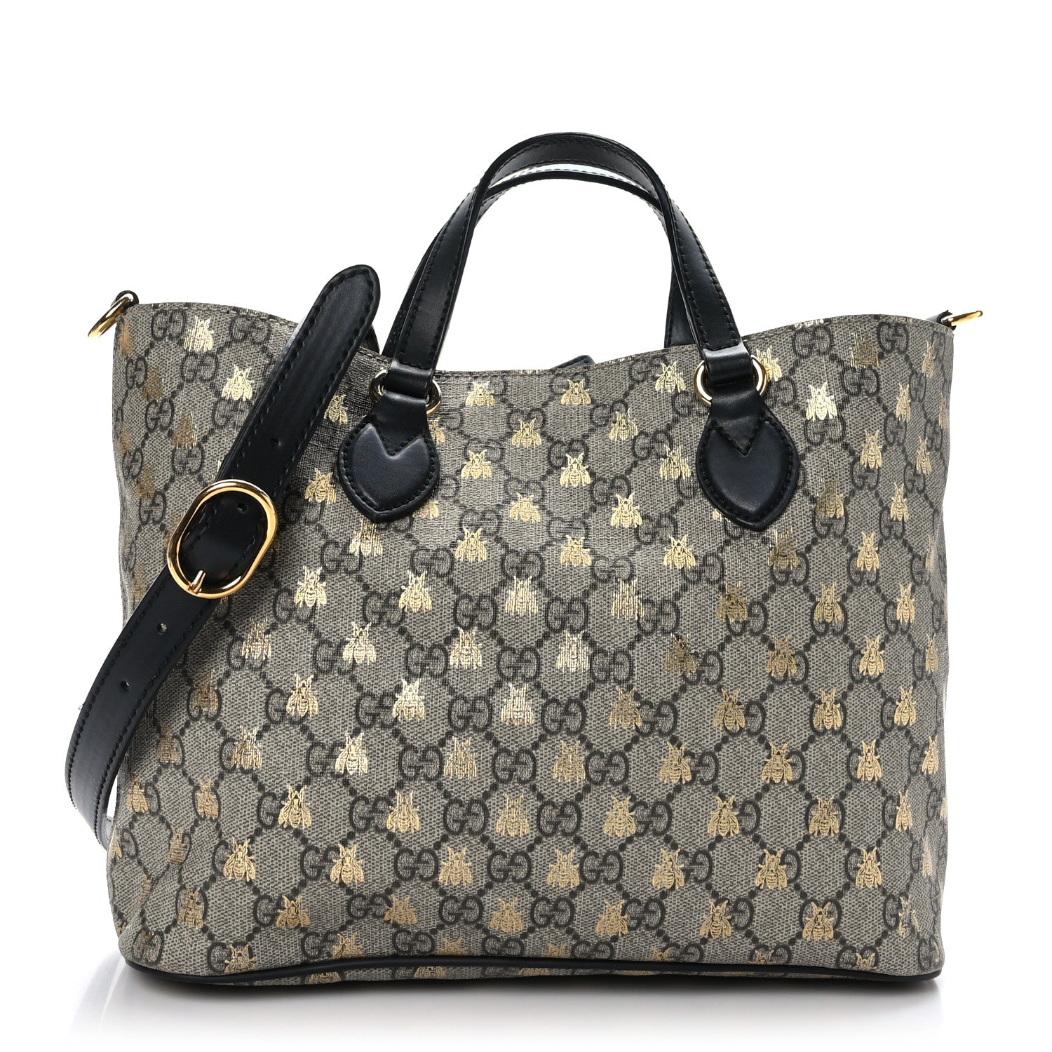Gucci Soft GG Supreme Monogram Bees Small Crossbody Tote Beige Oro ...