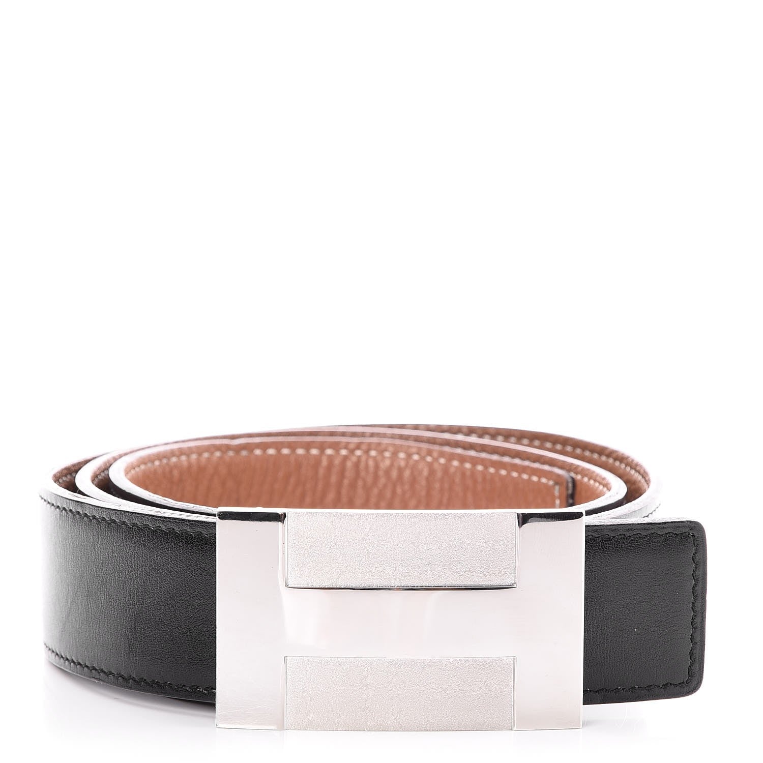 Hermes Chamonix Togo 32mm Quiz Plate Belt 80 Black Gold 243203 ...