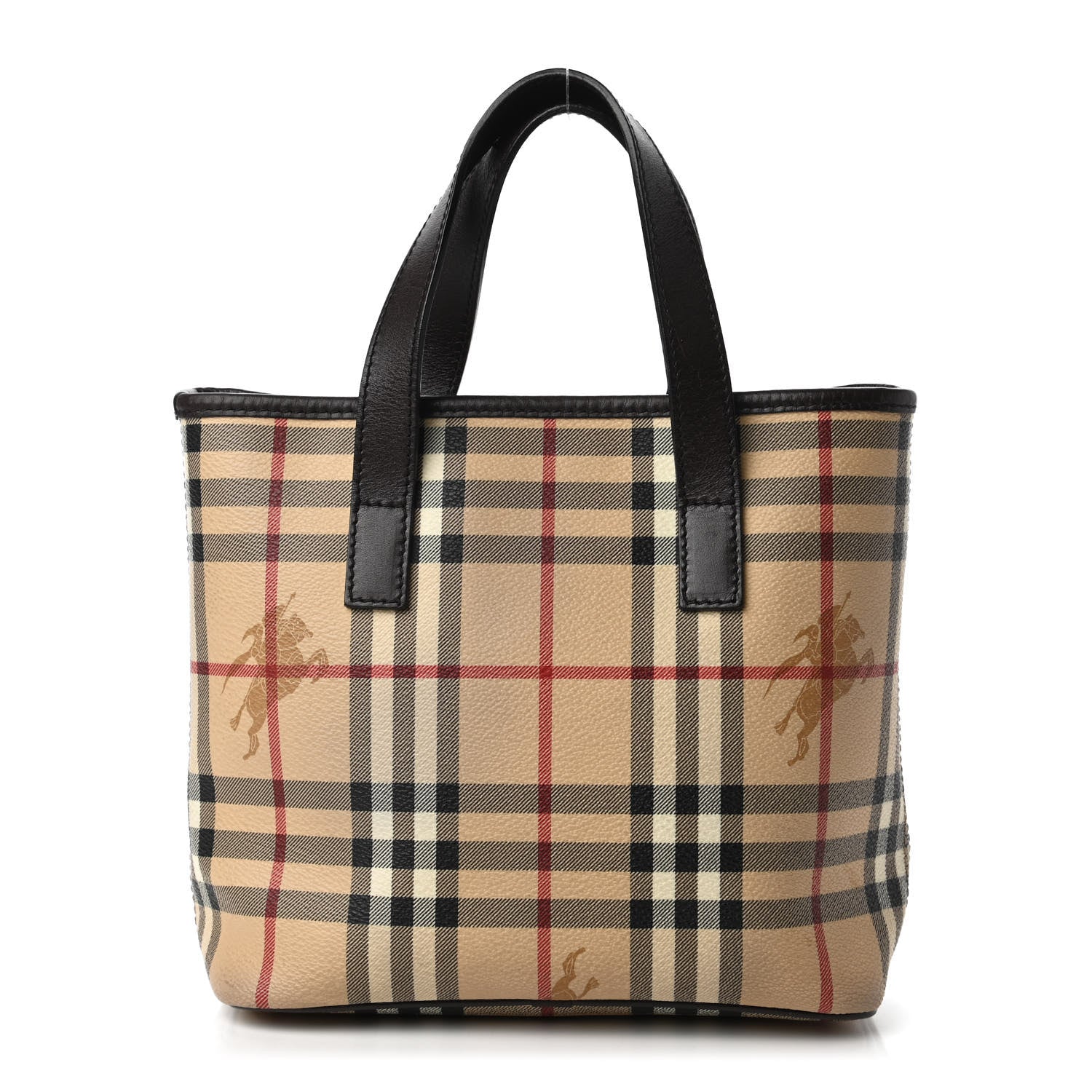 Burberry Haymarket Check Small Tote Chocolate 746507 – FASHIONPHILE