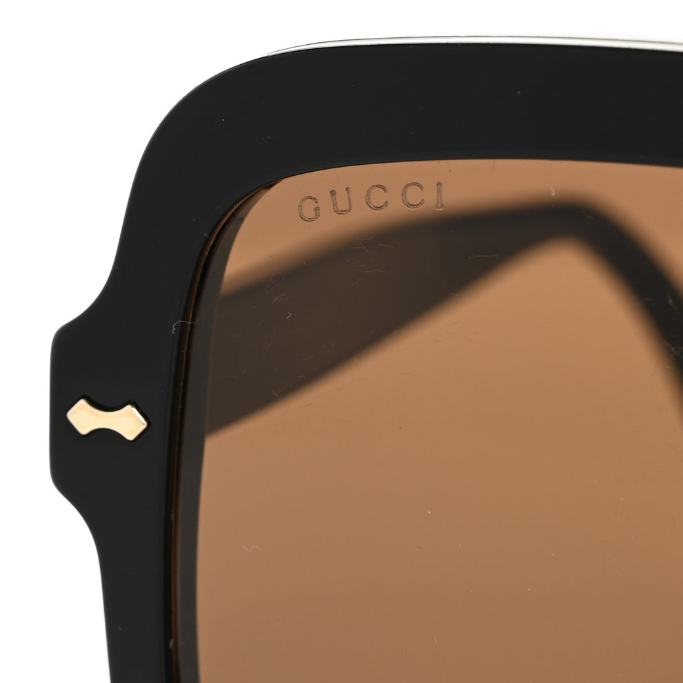 Gucci Acetate Round Frame Sunglasses GG1241S Black White 1718295 ...