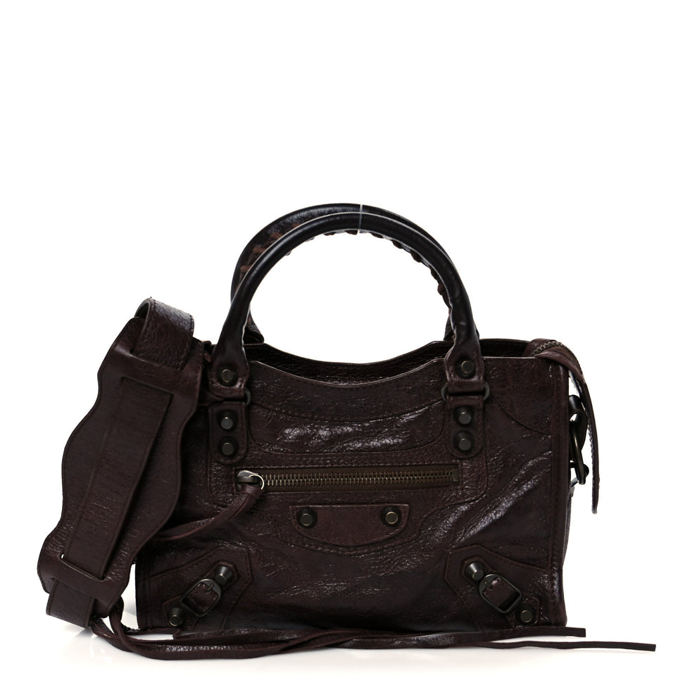 Balenciaga Agneau Classic Hardware Mini City Cigare Fonce 1774262 ...