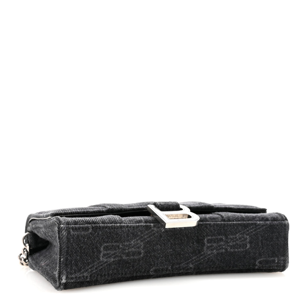 Balenciaga Denim BB Monogram Hourglass Chain Bag Black 1802791 ...