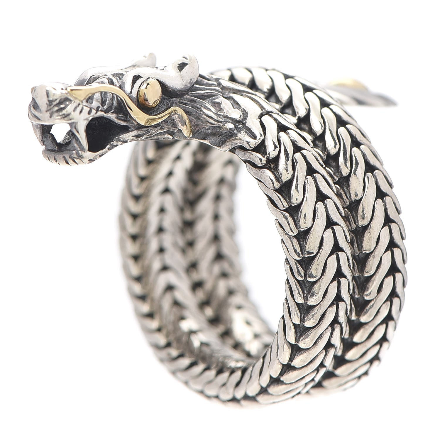 John Hardy Sterling Silver 18K Yellow Gold Naga Dragon Coil Ring 54 7 ...