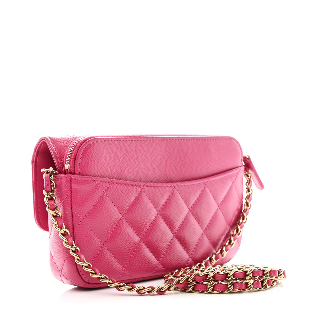 Chanel Caviar Quilted Flap Phone Holder With Chain Pink 1792820 ...