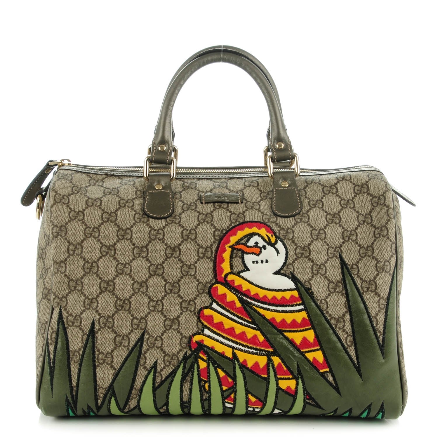 Gucci GG Plus Monogram Unicef Snowman in Africa Medium Joy Boston ...