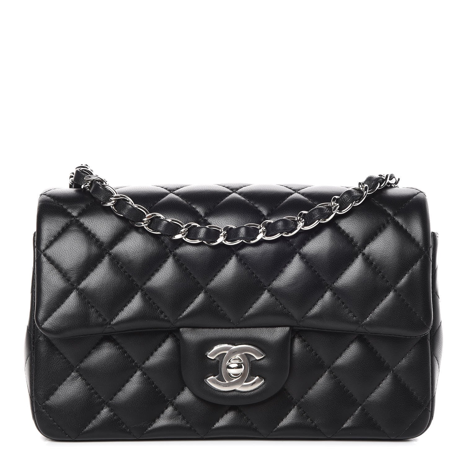 Chanel Lambskin Quilted Mini Rectangular Flap Black 386896 – FASHIONPHILE