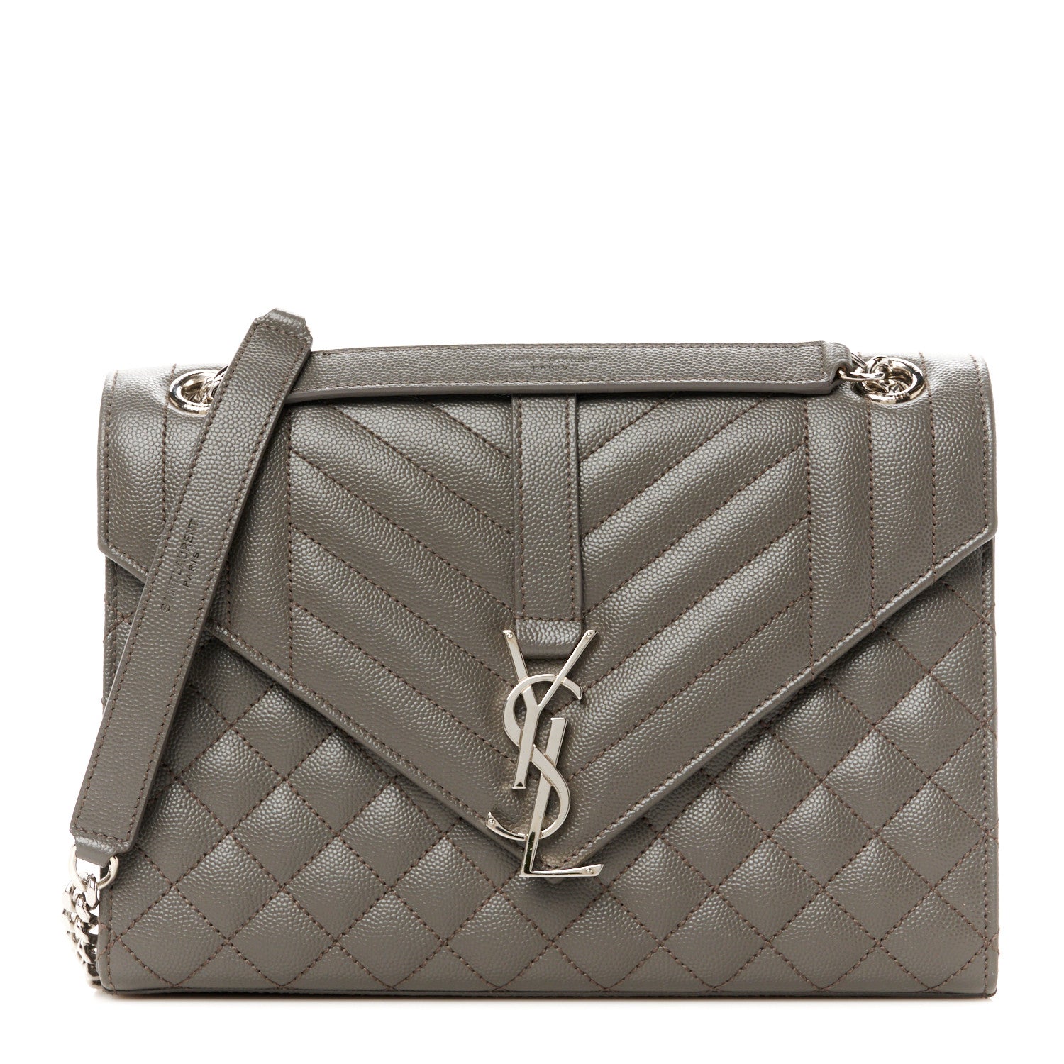 Saint Laurent Grain De Poudre Textured Mixed Matelasse Medium Triquilt ...