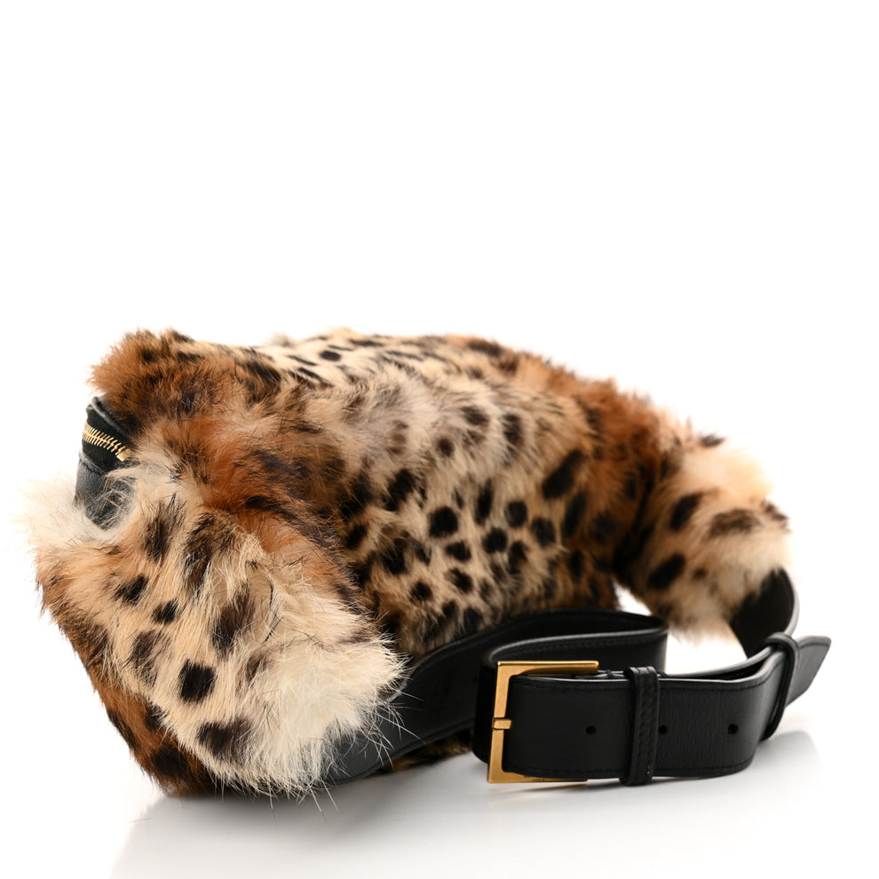 Saint Laurent Rabbit Fur Leopard Print Belt Bag Beige 1799064 ...