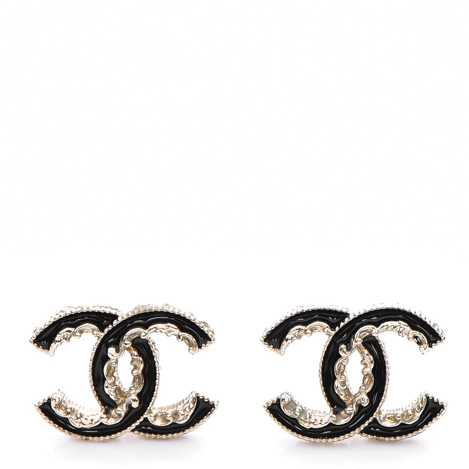 Chanel Enamel CC Baroque Earrings Black Gold 206286 – FASHIONPHILE