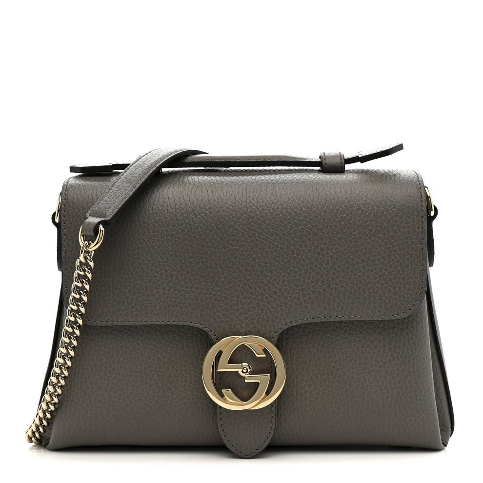 Gucci Dollar Calfskin Interlocking G Top Handle Shoulder Bag Loess ...