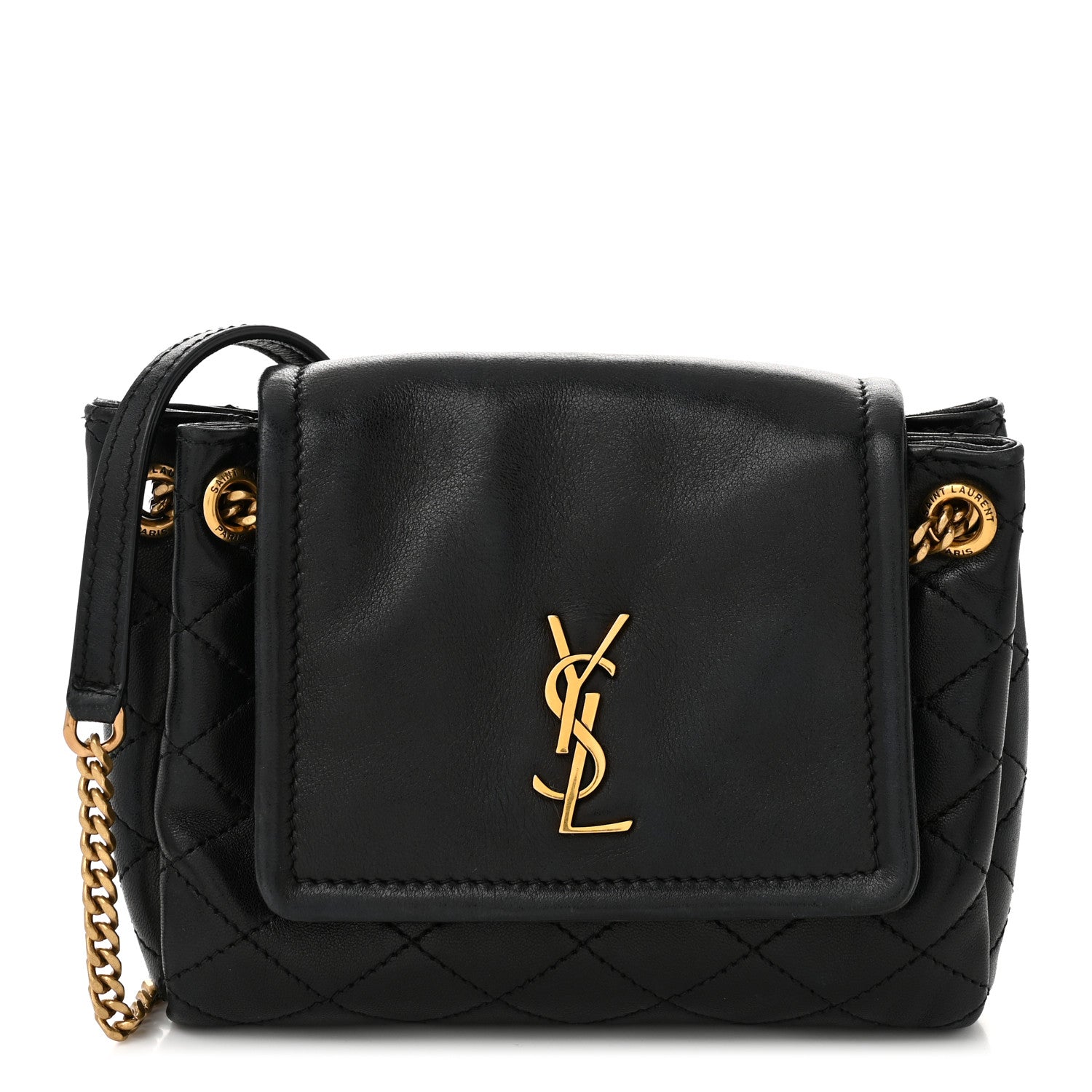Saint Laurent Lambskin Quilted Monogram Mini Nolita Black 1660016 ...