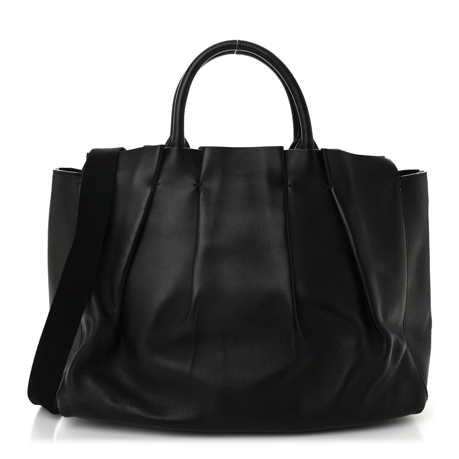 The Row Calfskin Pleated Peggy Tote Black 1737807 – FASHIONPHILE