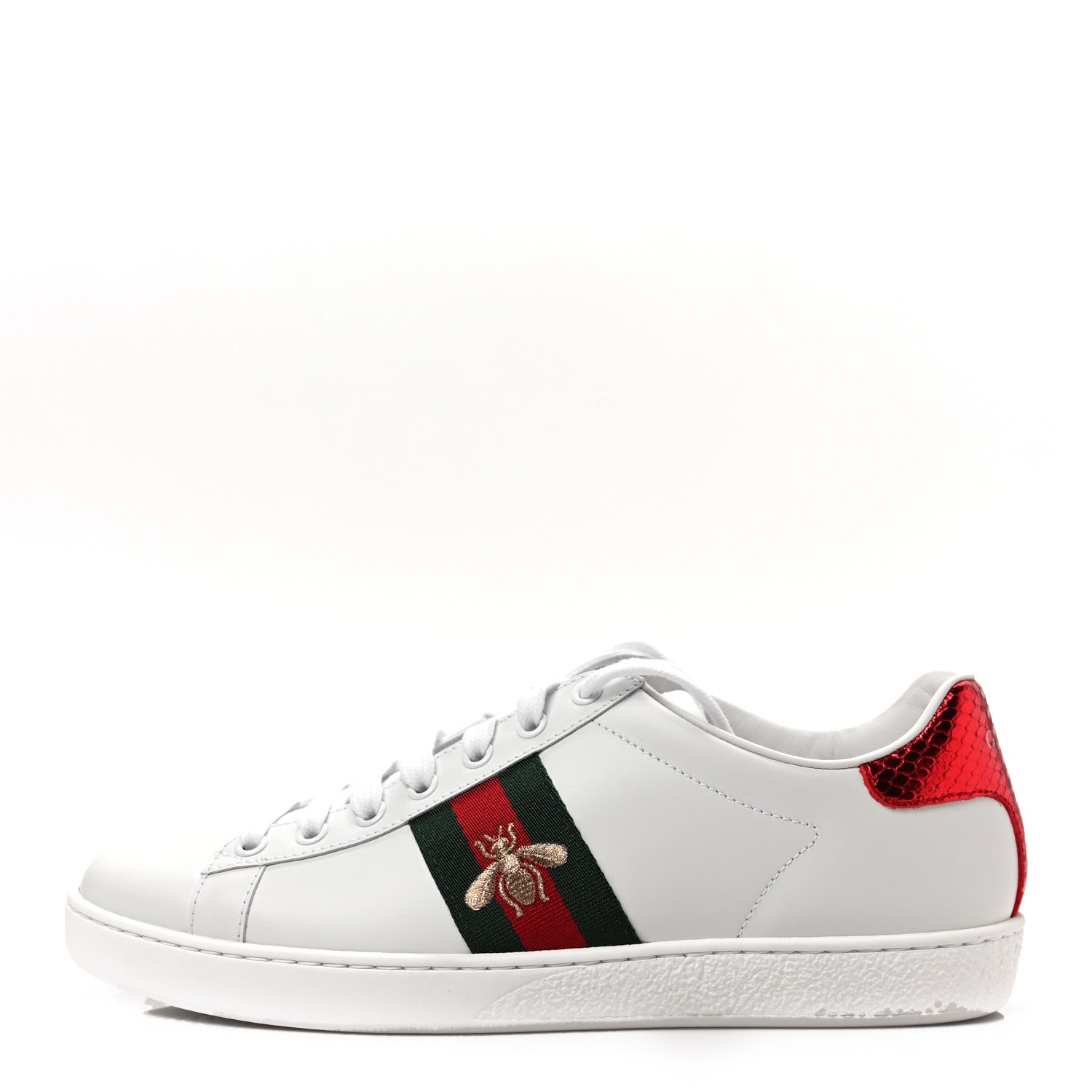 Gucci Calfskin Ayers Bee Embroidered Womens Ace Sneakers 38.5 White ...