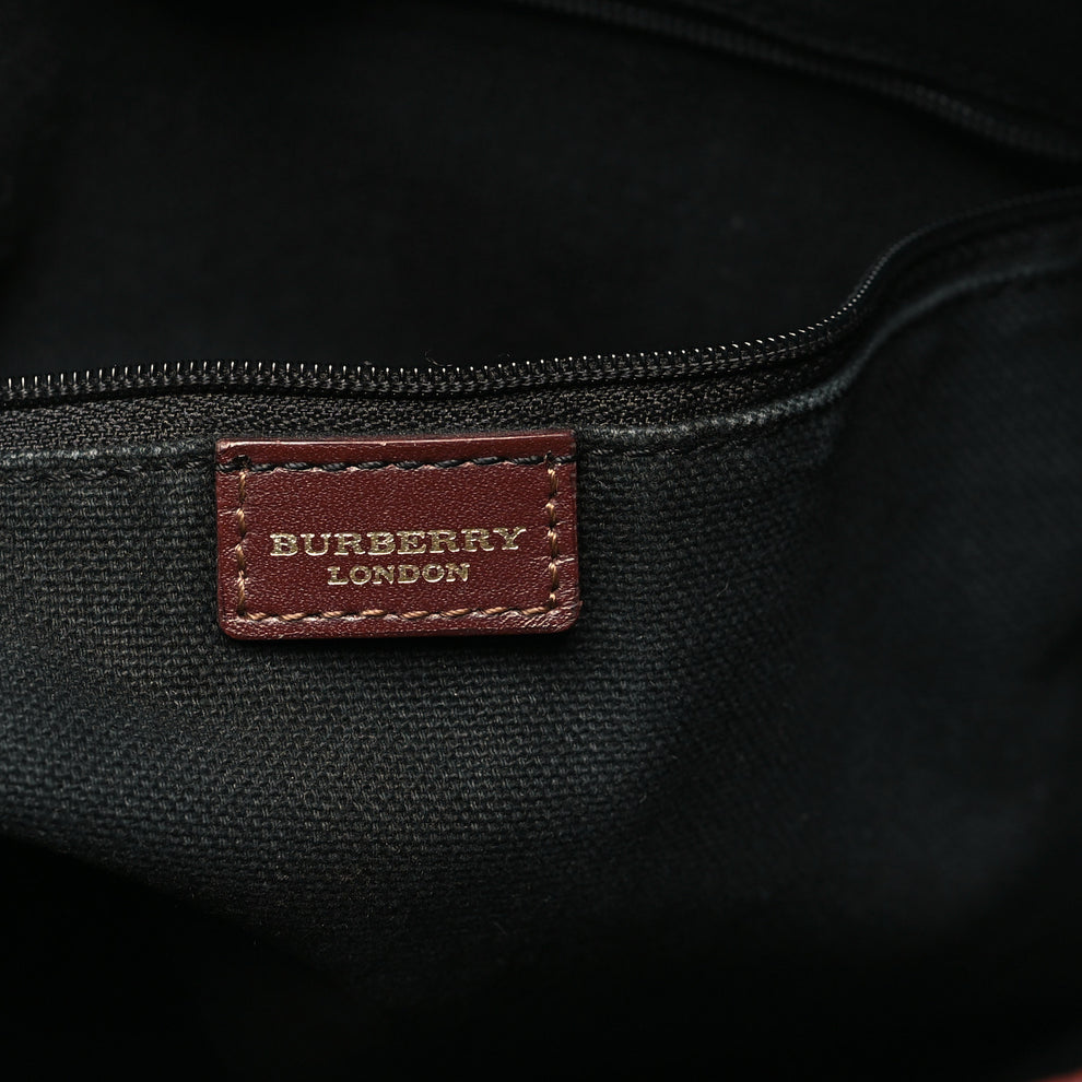 Burberry Haymarket Check Studded Tote Chocolate 1772092 – FASHIONPHILE