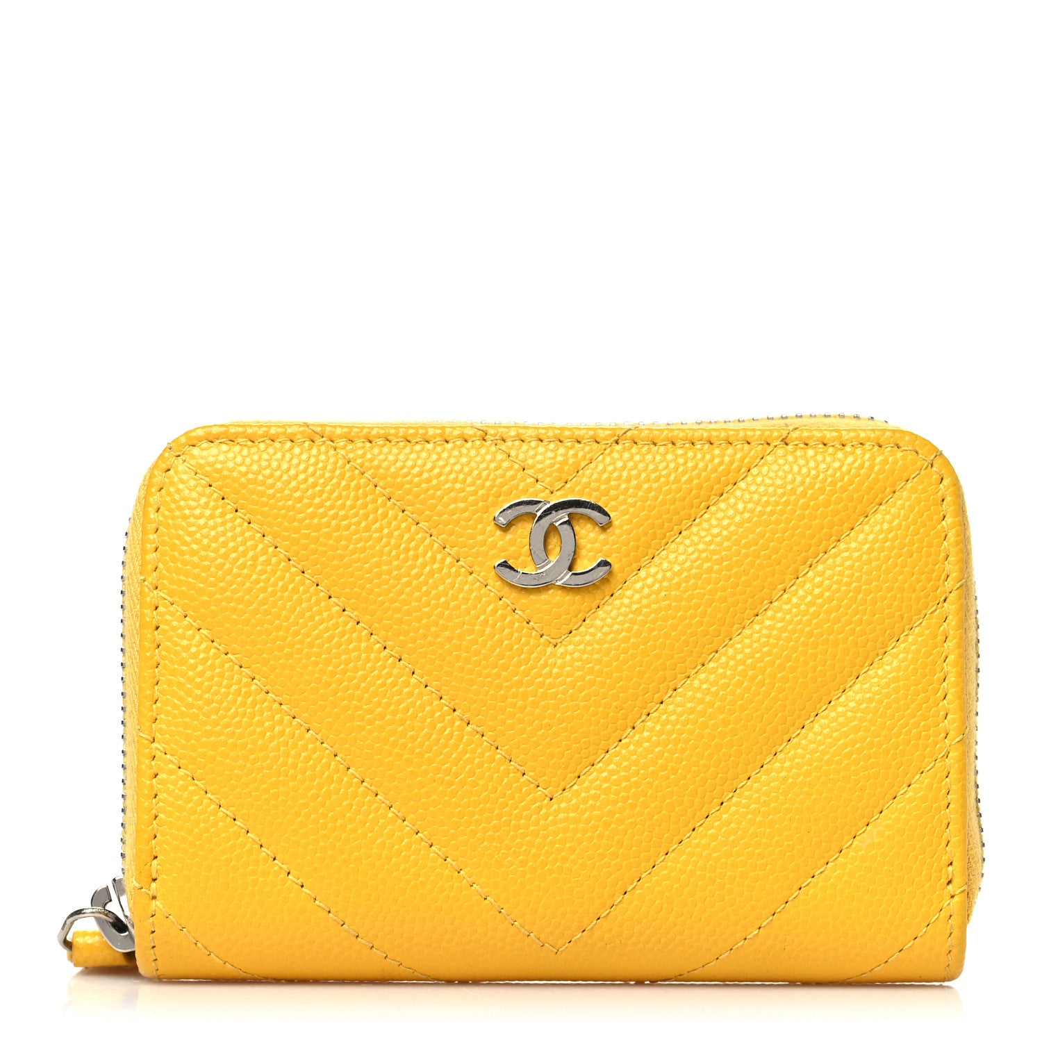 Chanel Caviar Chevron Quilted Zip Coin Purse Yellow 1586794 – FASHIONPHILE