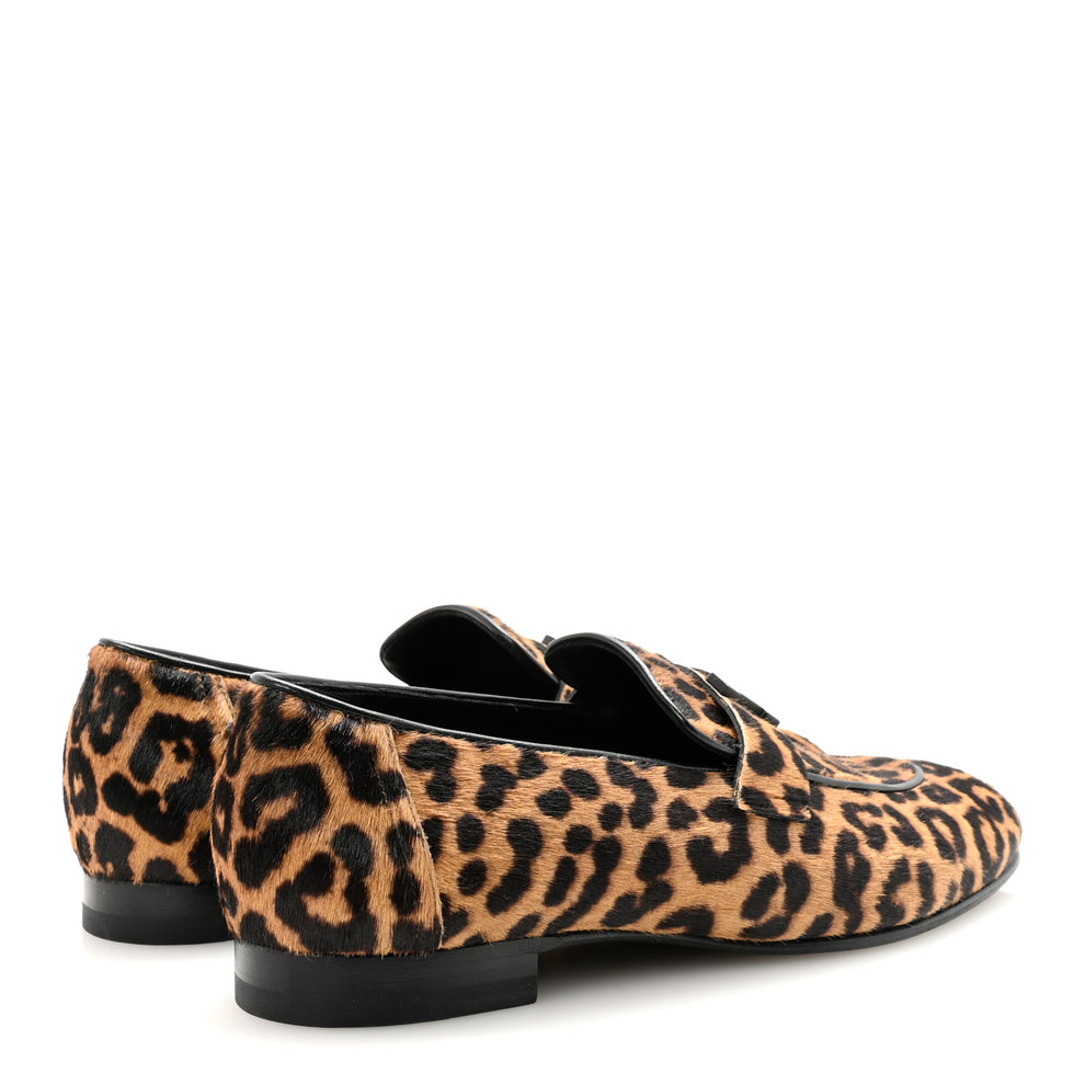 Hermes Moire Calfskin Leopard Print Womens Paris Loafers 40 Gold Black ...