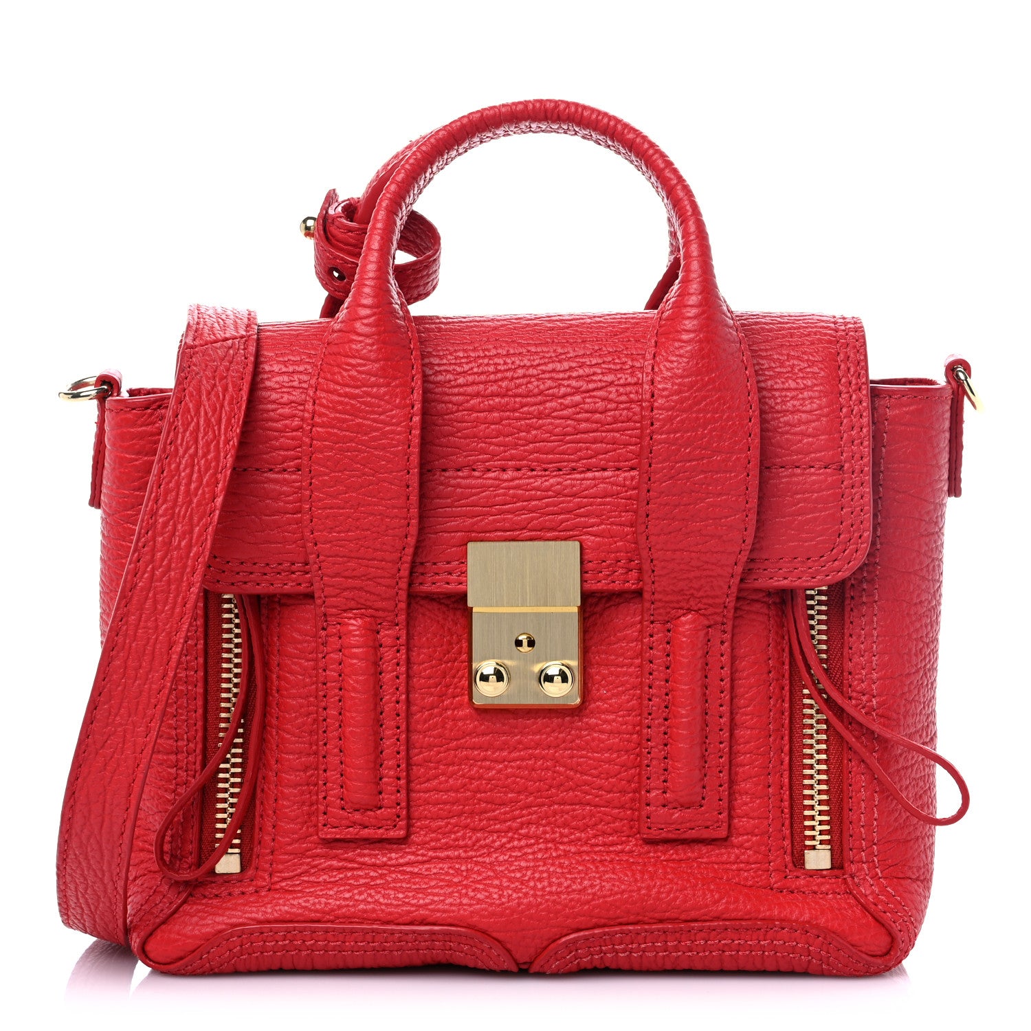 3.1 Phillip Lim Textured Calfskin Medium Pashli Satchel Red 1126966 ...