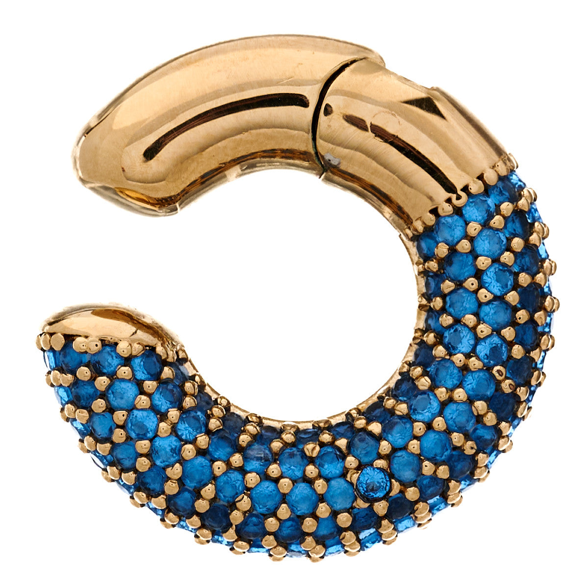 Fendi Metal Crystal Ear Cuff Blue Gold 1102075 – FASHIONPHILE