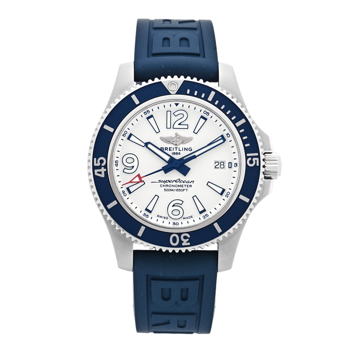 Breitling Stainless Steel Rubber 42mm Superocean Automatic Watch Blue ...