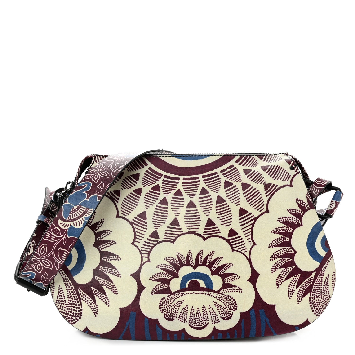 Valentino Garavani Calfskin Floral Print Mime Hobo Burgundy 1256574 ...