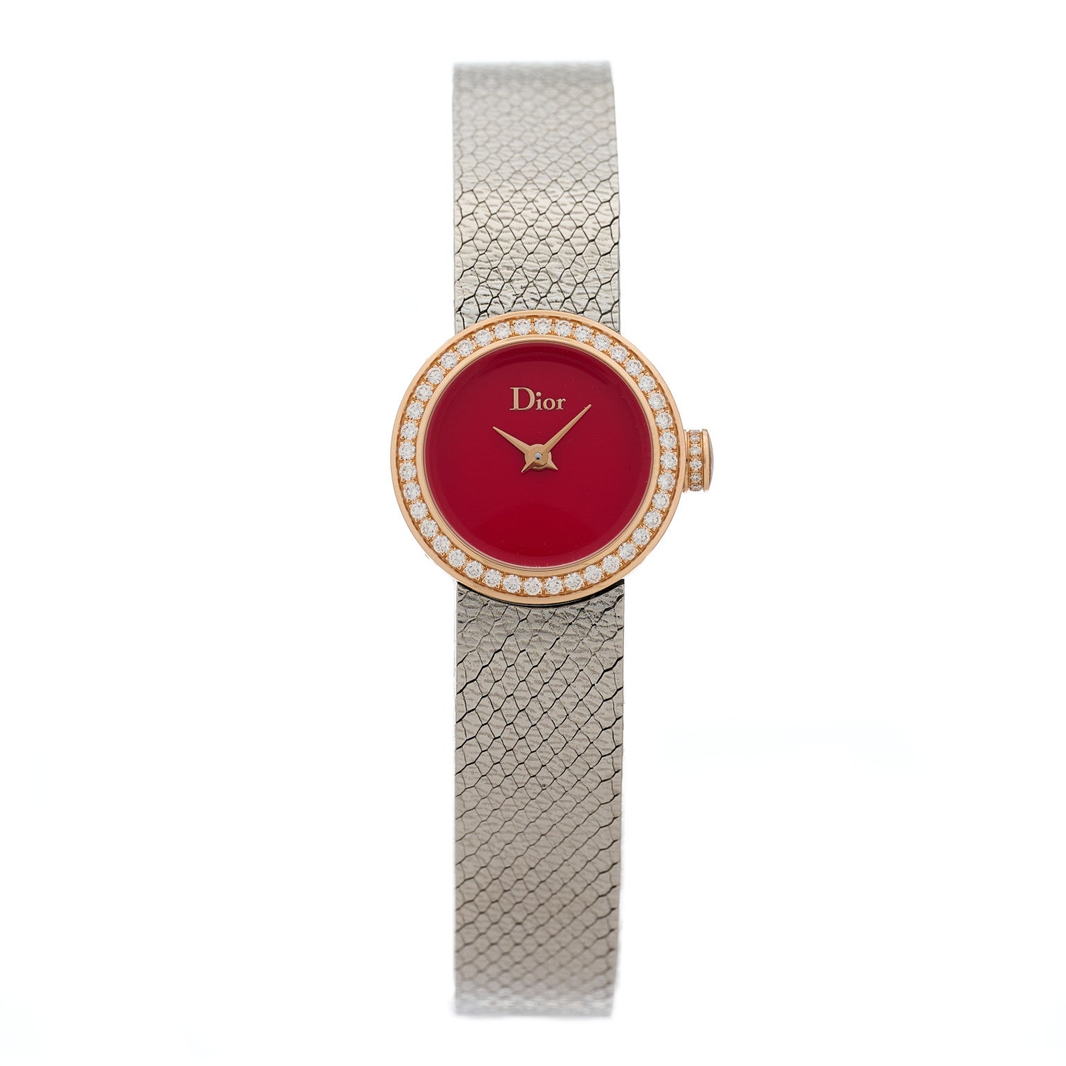 Christian Dior Stainless Steel 18K Rose Gold Diamond Bezel 19mm La D De ...