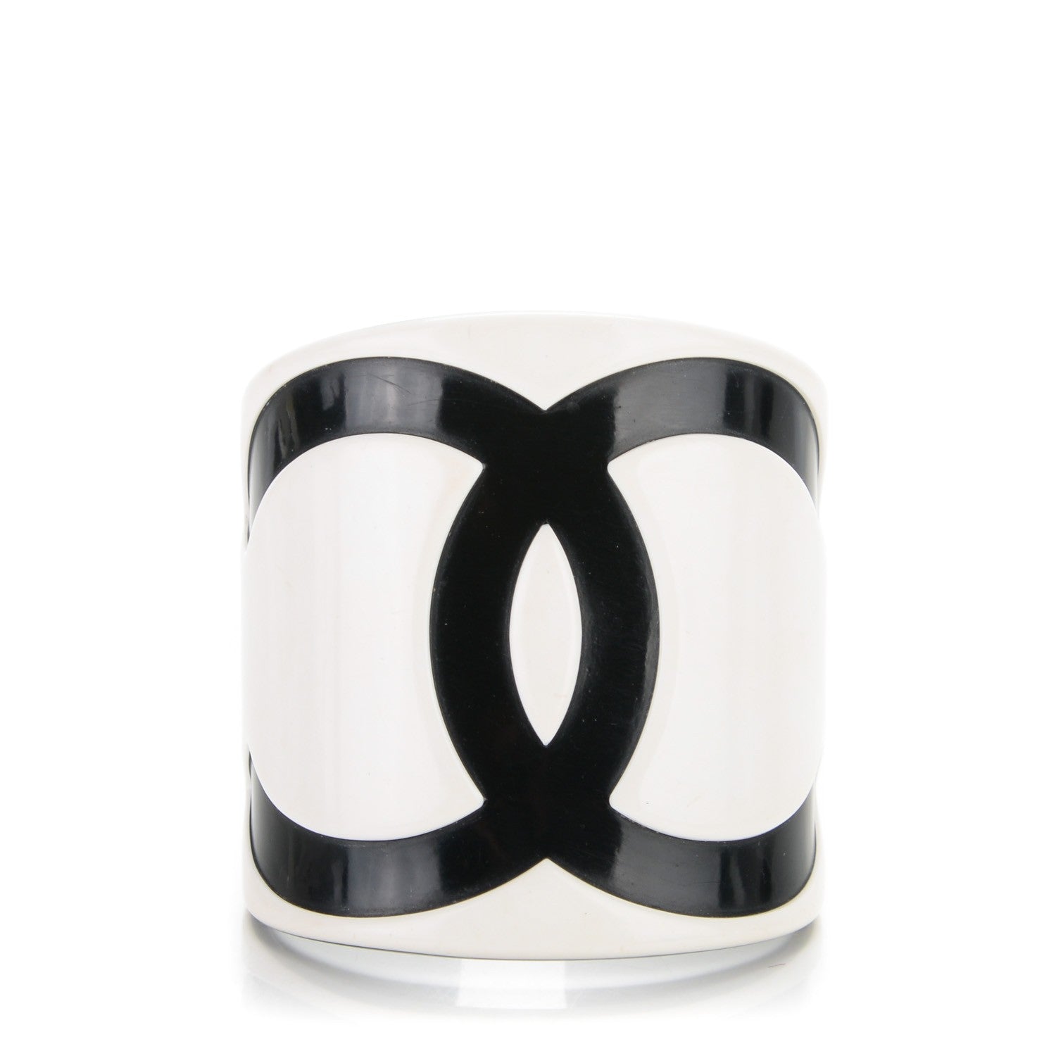 Chanel Resin CC Wide Cuff White Black 150401 – FASHIONPHILE