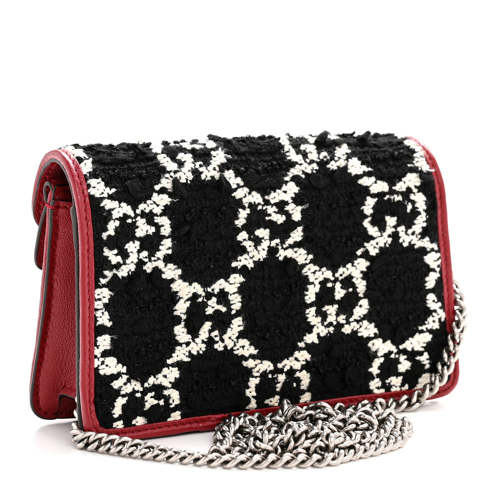 Gucci Tweed GG Monogram Super Mini Dionysus Shoulder Bag Black White ...