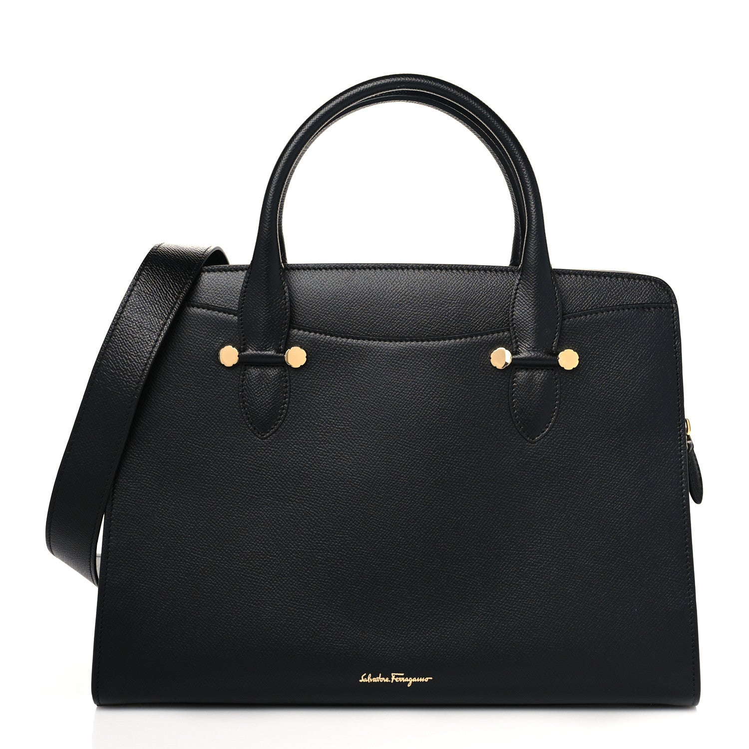 Salvatore Ferragamo Hammered Calfskin Today Satchel Black 1116486 ...