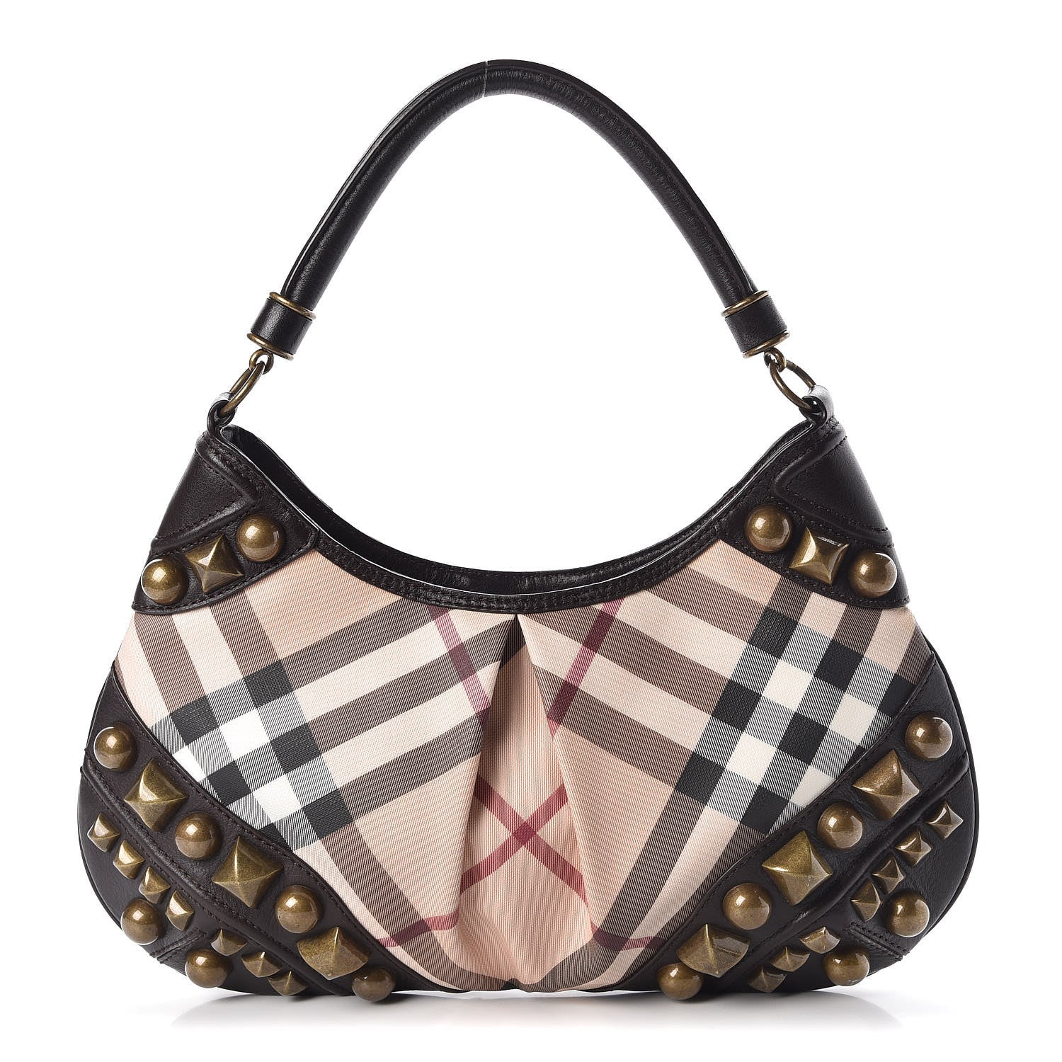 Burberry Nova Check Mega Stud Medium Alverton Hobo Chocolate 353680 ...