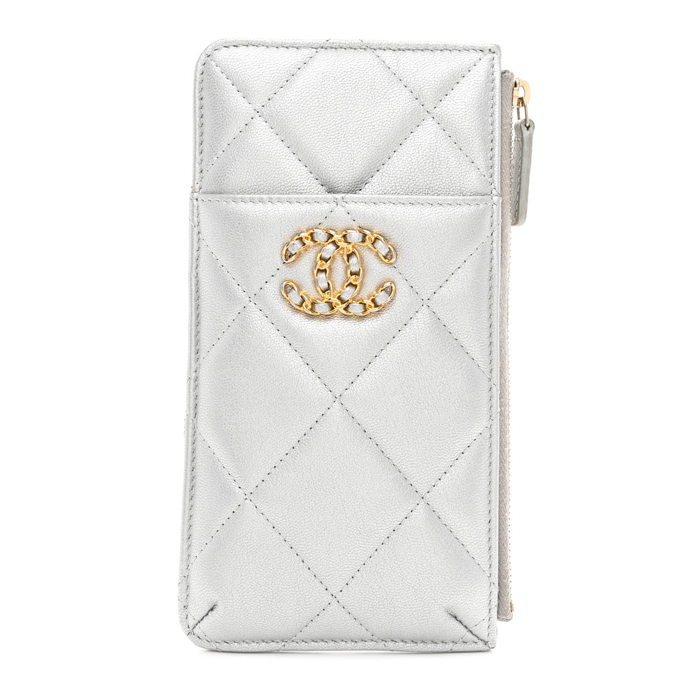 Chanel Lambskin Quilted Chanel 19 Phone and Card Holder Silver 1873508 ...