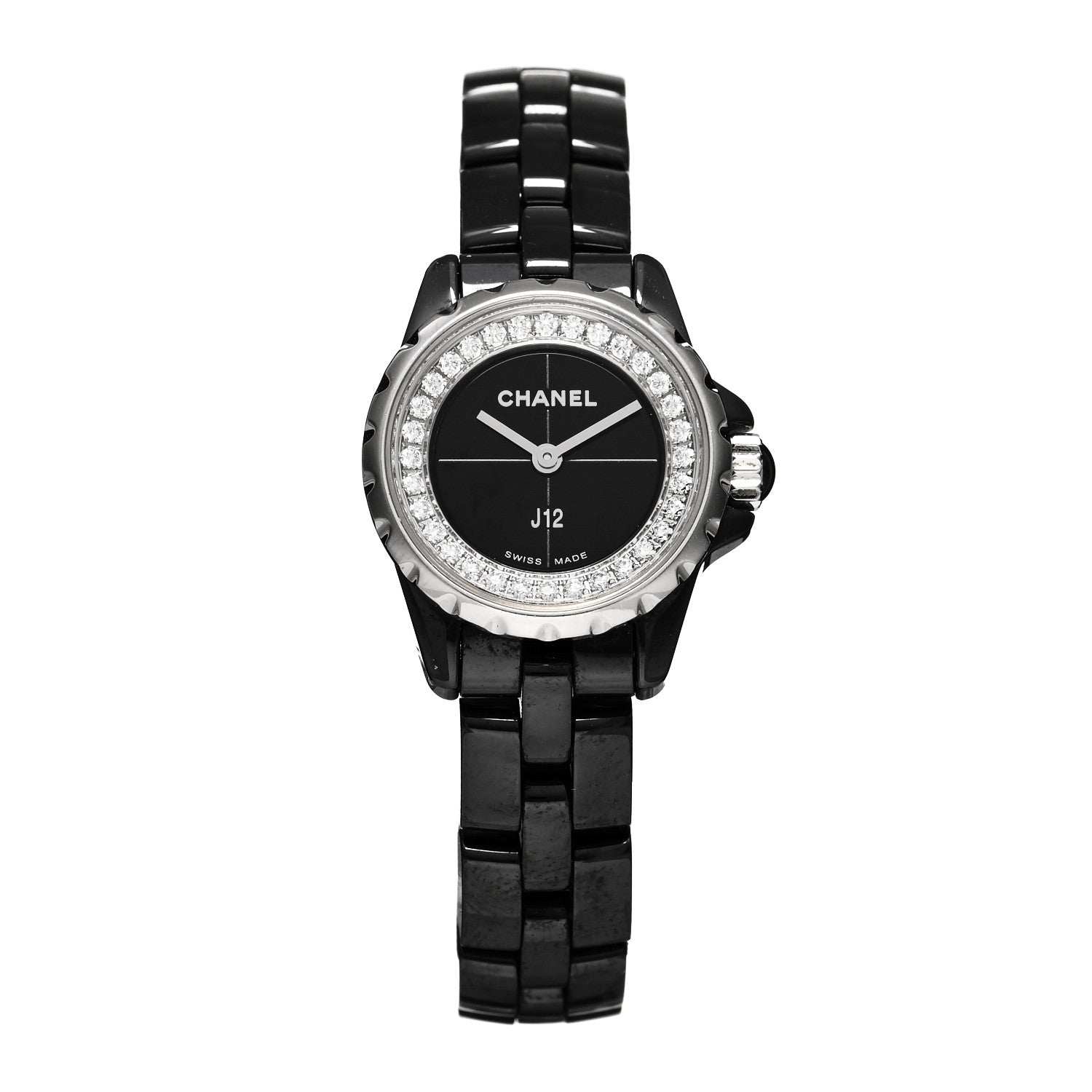 Chanel Stainless Steel Ceramic Diamond Bezel 19mm J12 Quartz Watch ...